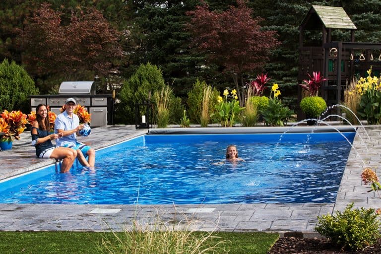 Night Time Features in Brinkmann Fiberglass Swimming Pool